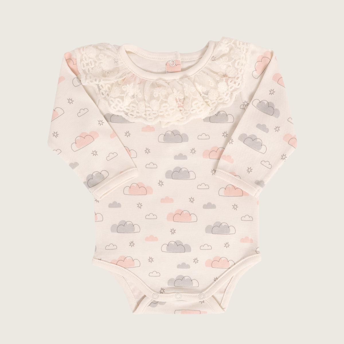 Body collar nubes rosa: Body hecho de algodón orgánico – Rikury